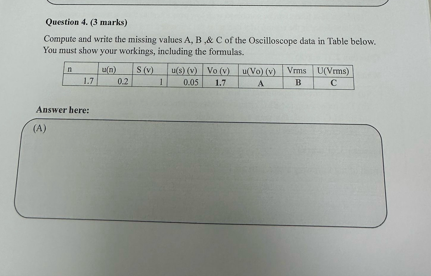 Solved Question 4. (3 ﻿marks)Compute and write the missing | Chegg.com