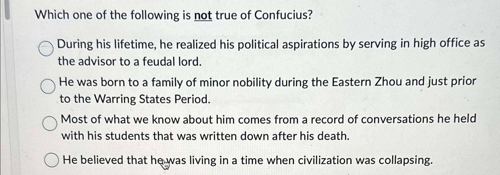 Solved Which one of the following is not true of | Chegg.com