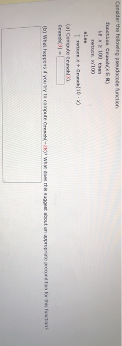 Solved Consider the following pseudocode function Lunction | Chegg.com
