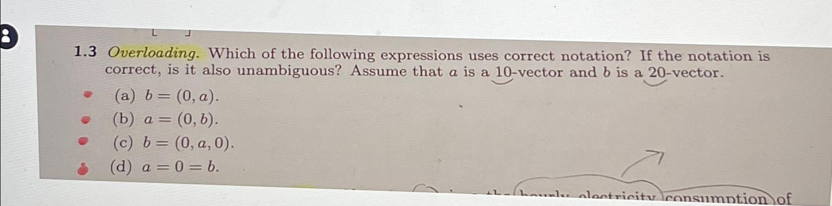 Solved 1.3 ﻿Overloading. Which of the following expressions | Chegg.com