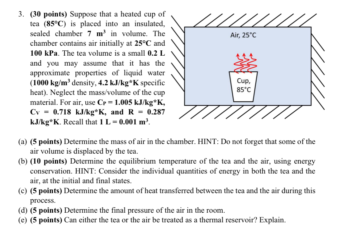 Solved (a) (5 ﻿points) ﻿Determine the mass of air in the | Chegg.com