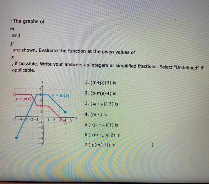 Solved • The graphs of m and р are shown. Evaluate the | Chegg.com