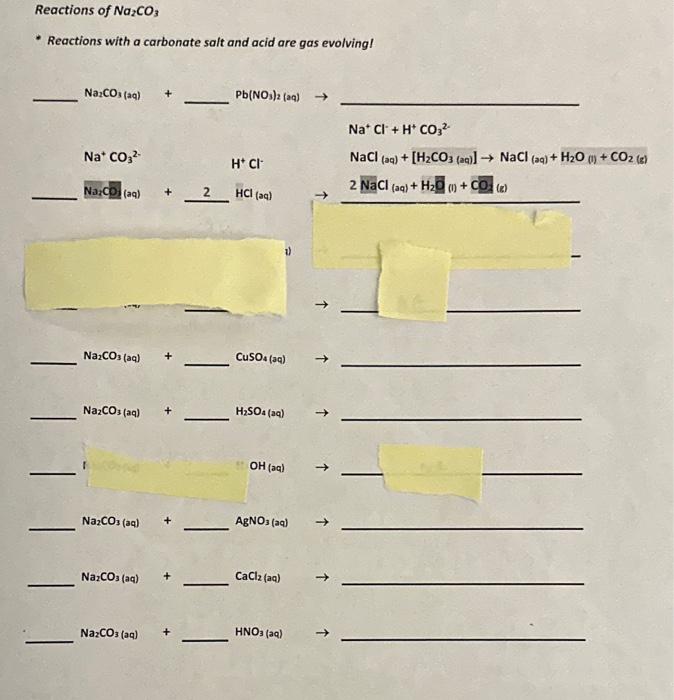 Solved Na2CO3(aq)+CuSO4(aq)→ Na2CO3(aq)+H2SO4(aq)→ 1 OH(aq)→ | Chegg.com