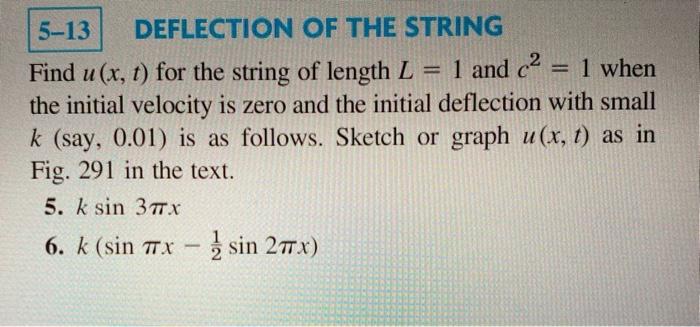 5 13 Deflection Of The String Find Ux T For The 
