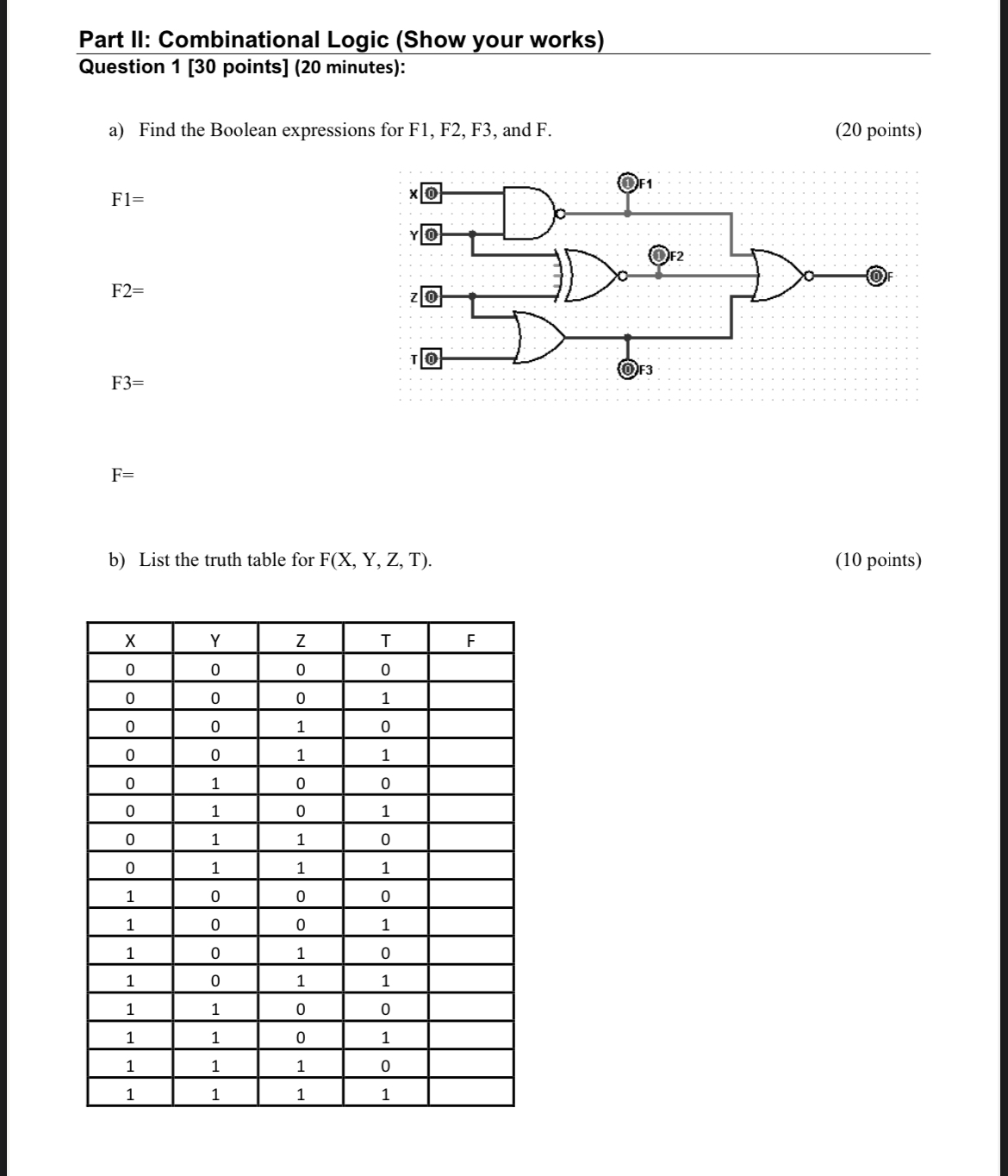 Solved Part II: Combinational Logic (Show your | Chegg.com