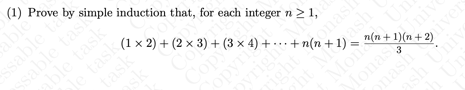 Solved (1) ﻿Prove by simple induction that, for each integer | Chegg.com