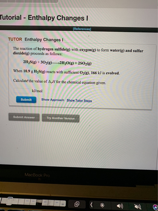 Solved Tutorial - Enthalpy Changes [References) TUTOR | Chegg.com