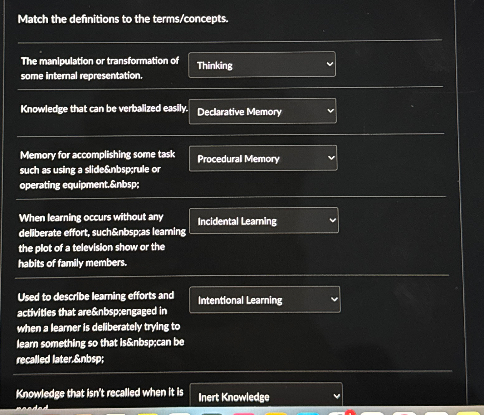 Match the definitions to the terms/concepts.\\nThe | Chegg.com