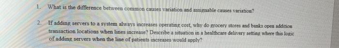 Solved 1. What is the difference between common causes | Chegg.com