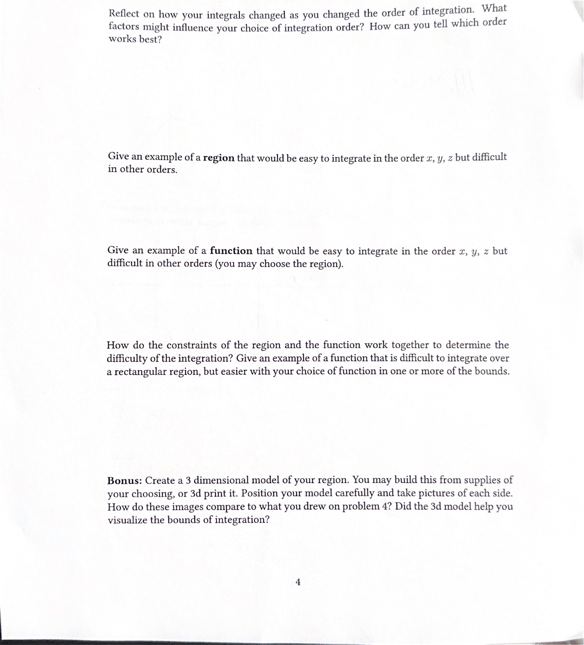 Solved Reflect on how your integrals changed as you changed | Chegg.com