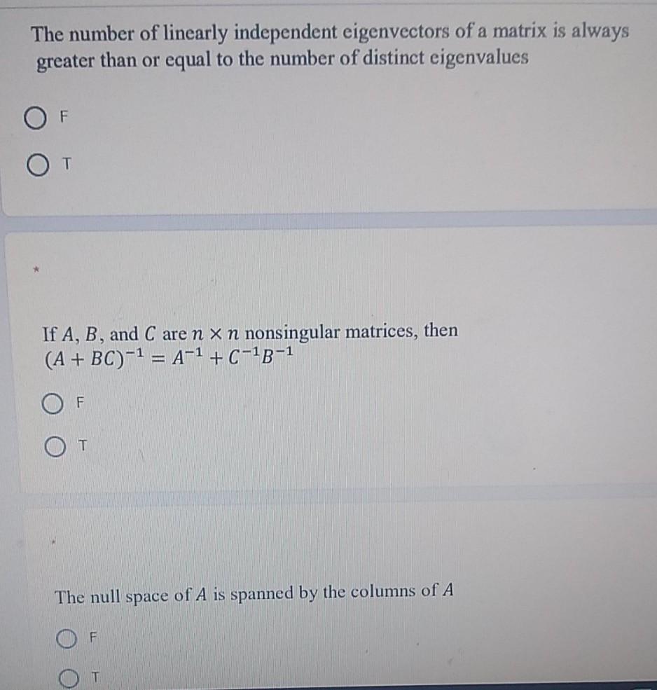 Solved The number of linearly independent eigenvectors of a | Chegg.com