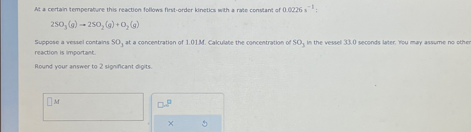 Solved At a certain temperature this reaction follows | Chegg.com
