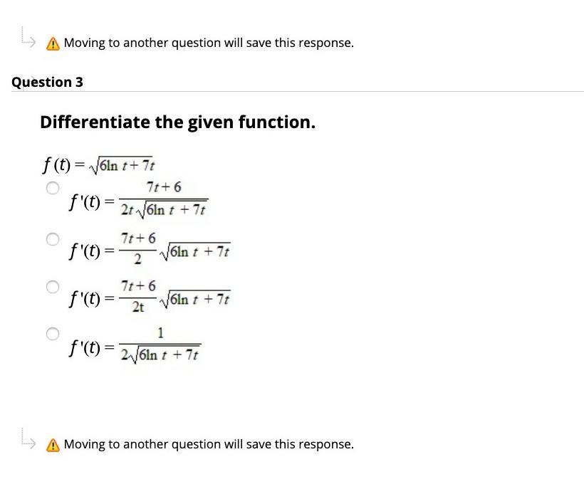 Solved Question 8 Differentiate the given function. f(x) 3e" | Chegg.com