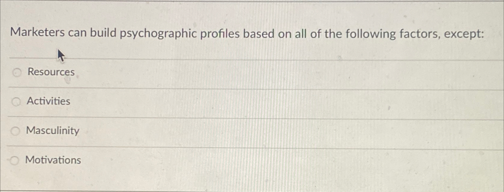 Solved Marketers can build psychographic profiles based on | Chegg.com