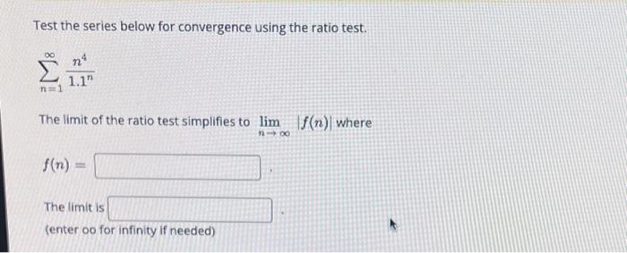 Solved Test the series below for convergence using the ratio | Chegg.com