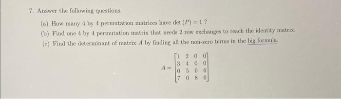 Solved 7. Answer the following questions. (a) How many 4 by | Chegg.com