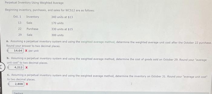 Solved Perpetual Inventory Using Weighted Average Beginning | Chegg.com