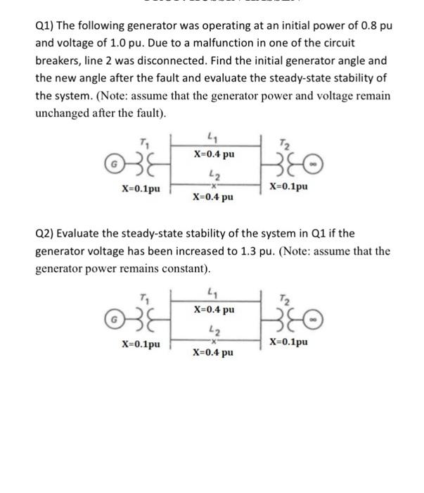 Solved Q1) The following generator was operating at an | Chegg.com