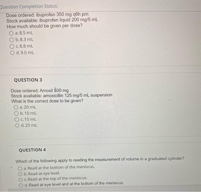 Solved Dose ordered: ibuprofen 350mg q 6 h prn Stock | Chegg.com