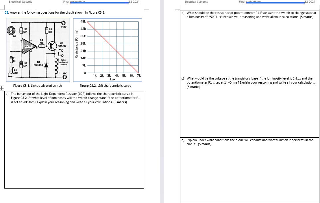 Solved C3. ﻿Answer the following questions for the circuit | Chegg.com