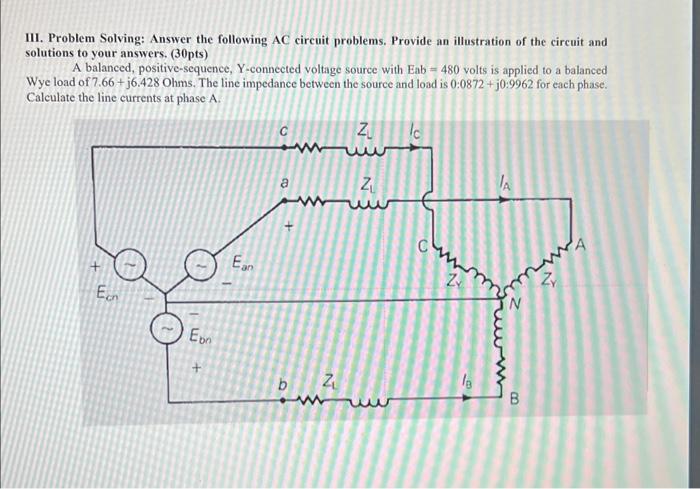 Solved III. Problem Solving: Answer the following AC circuit | Chegg.com