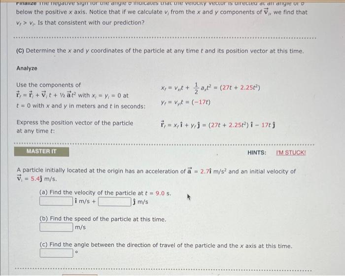 Solved Problem A particle moves in the xy plane, starting | Chegg.com
