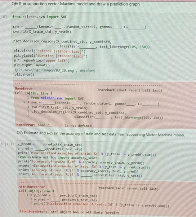 Solved from sklearn. 5Vm import SVC svm.fit(X_train_std, | Chegg.com