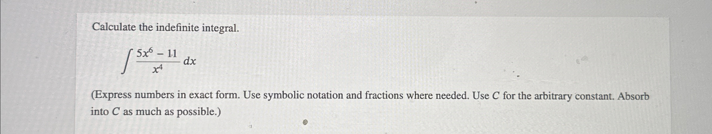 Solved Calculate the indefinite | Chegg.com