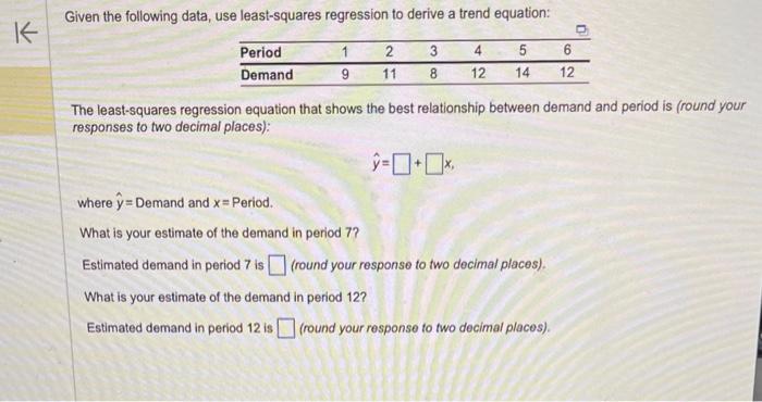 Solved Given the following data, use least-squares | Chegg.com