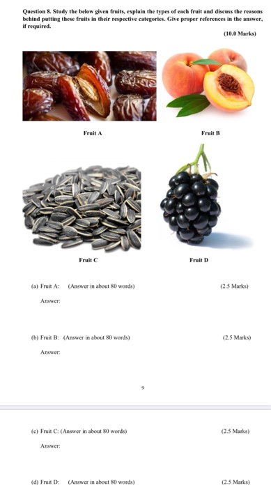 Solved Question 8. Study the below given fruits, explain the | Chegg.com