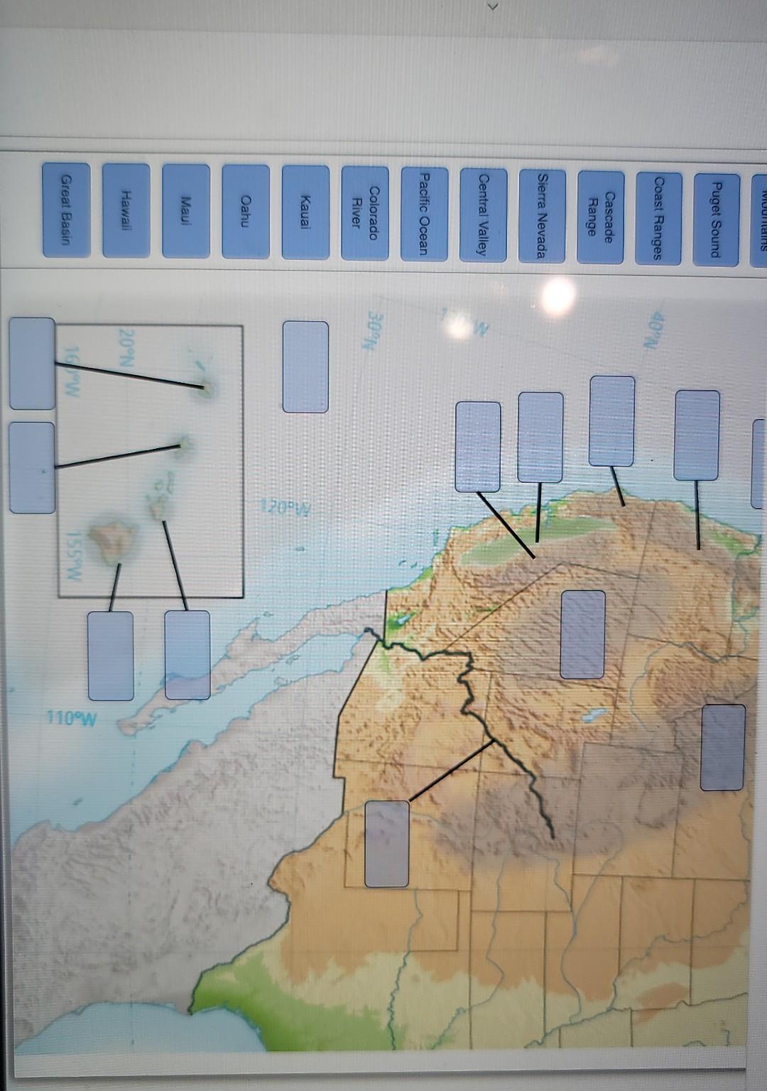 Solved Map Labeling: Western United States Physical | Chegg.com