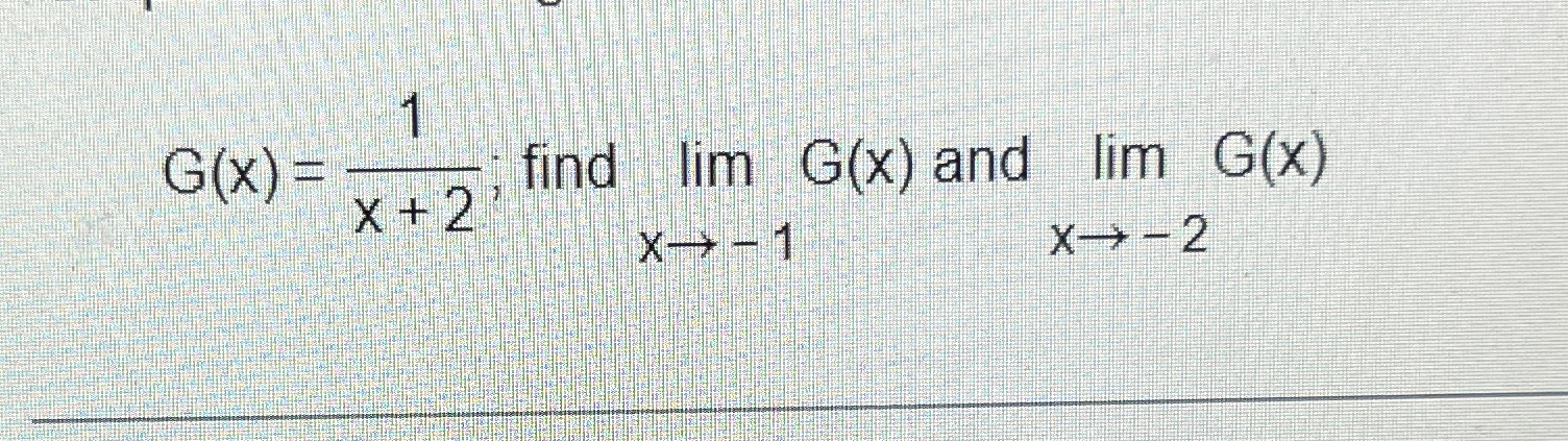 Solved G(x)=1x+2; find limx→-1G(x) ﻿and limx→-2G(x) | Chegg.com