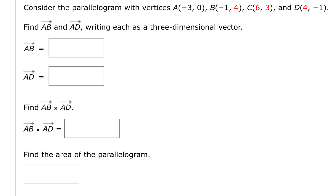 Solved Consider the parallelogram with vertices | Chegg.com