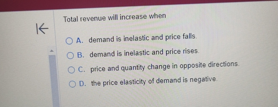 Solved Total revenue will increase whenA. ﻿demand is | Chegg.com