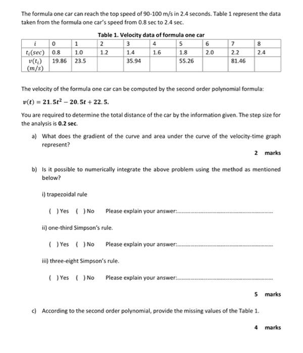 Solved The formula one car can reach the top speed of 90-100 | Chegg.com