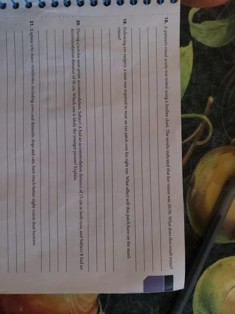 Solved 18 A Patient s Visual Acuity Was Tested Using A Chegg