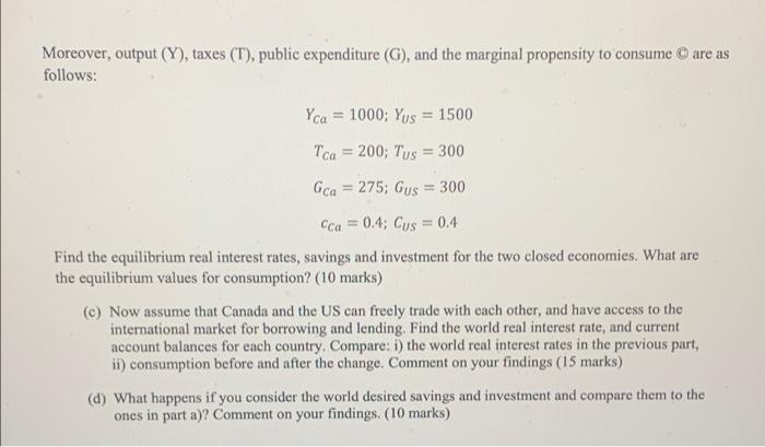 Solved Question 2 - (40 marks) Consider an economy whose | Chegg.com