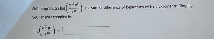 Solved Rewrite the expression without the log of a product, | Chegg.com