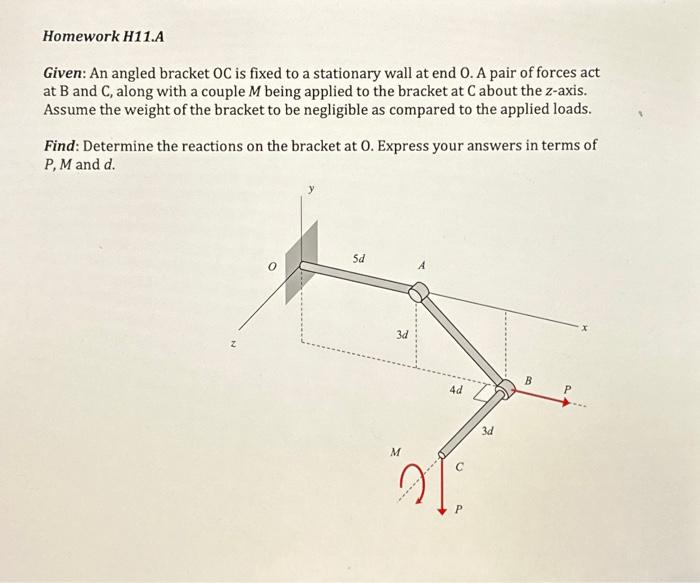 Solved Homework H11.A Given: An angled bracket OC is fixed | Chegg.com
