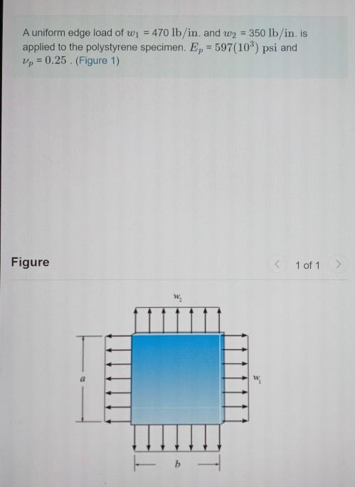 Solved A uniform edge load of wi = 470 lb/in and w2 = 350 | Chegg.com
