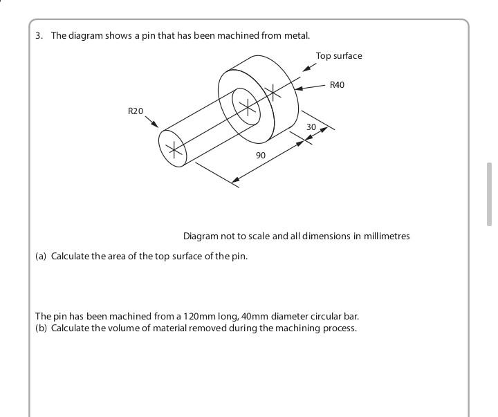 Solved 3. The diagram shows a pin that has been machined | Chegg.com