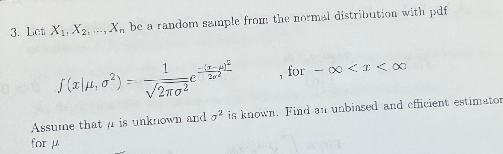 Solved Let x1,x2,dots,xn ﻿be a random sample from the normal | Chegg.com