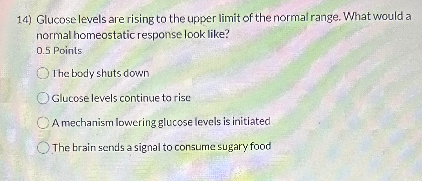 Solved Glucose levels are rising to the upper limit of the | Chegg.com