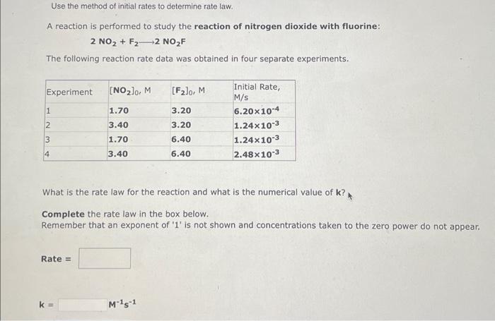 Solved Determine orders from the rate law expression. The | Chegg.com