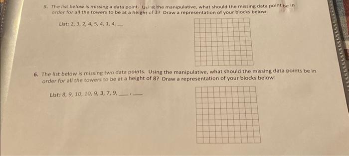 Solved 5. The list below is missing a data point. Using the | Chegg.com