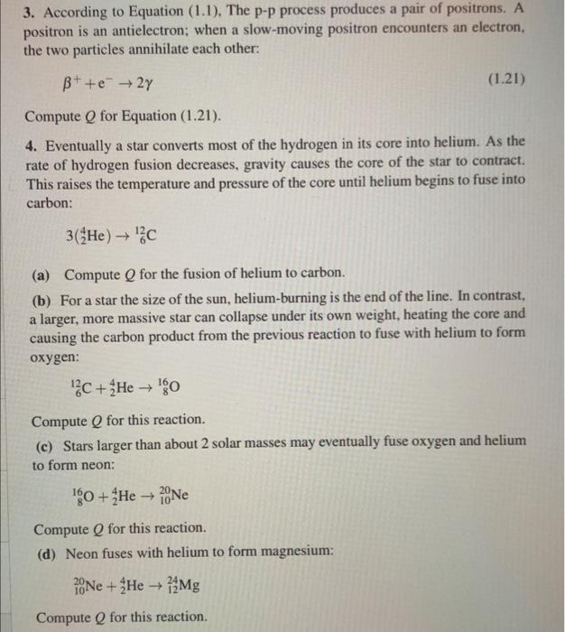 Solved 3. According to Equation (1.1), The p-p process | Chegg.com