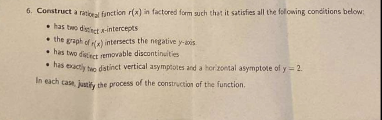 Solved Construct A Rational Function R X ﻿in Factored Form