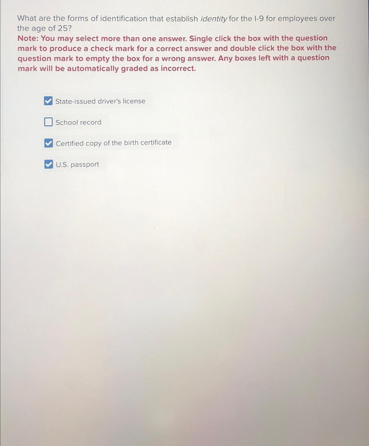 Solved What are the forms of identification that establish | Chegg.com