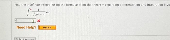 Solved Find the indefinite integral using the formulas from | Chegg.com