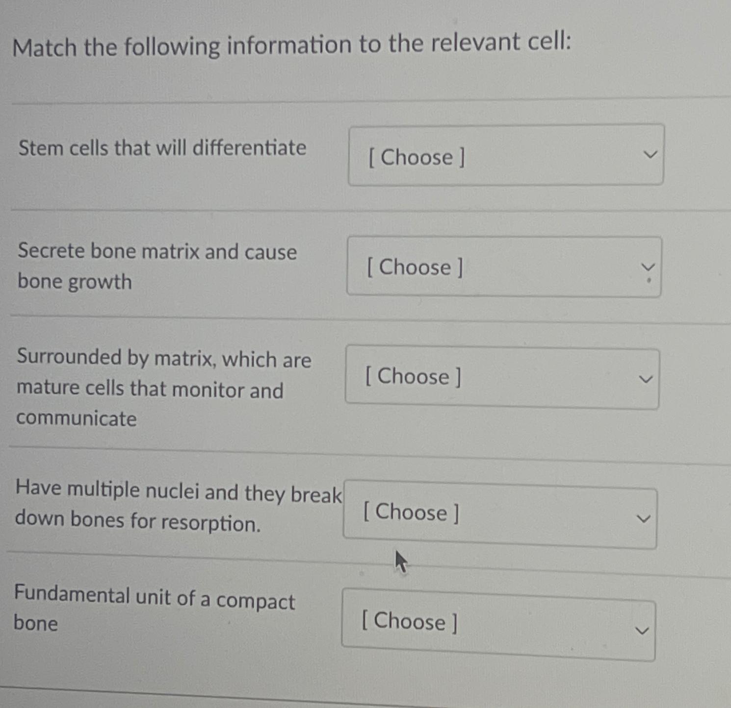 Solved Match the following information to the relevant | Chegg.com